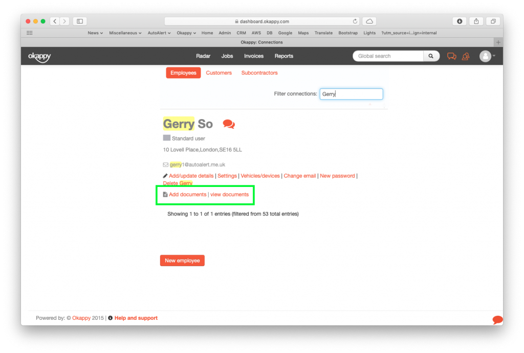 Adding and storing employee documents - Okappy