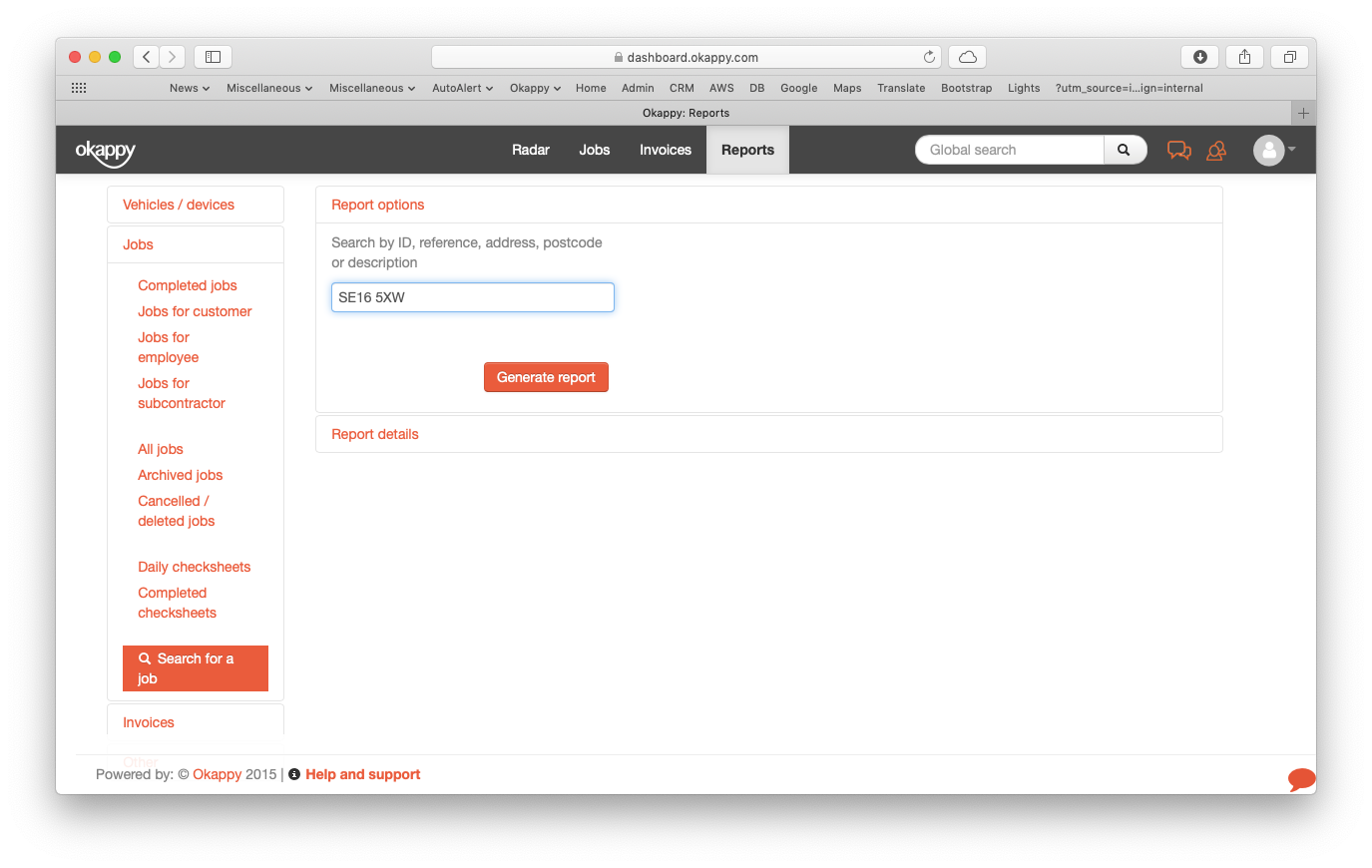Ad hoc job report - Okappy