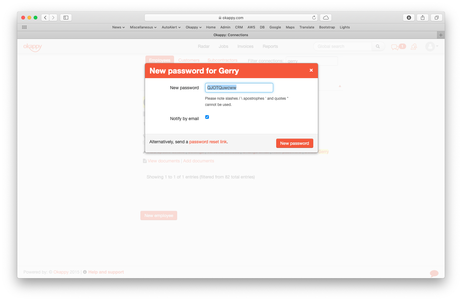 Resetting your password - Okappy