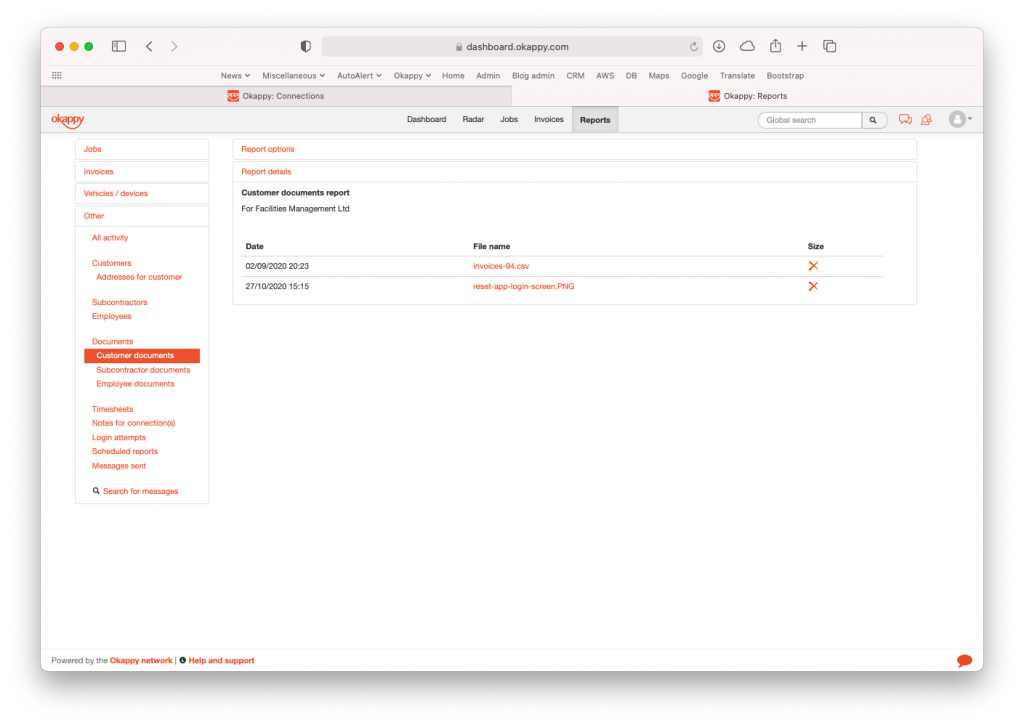 Adding documents for a subcontractor - Okappy