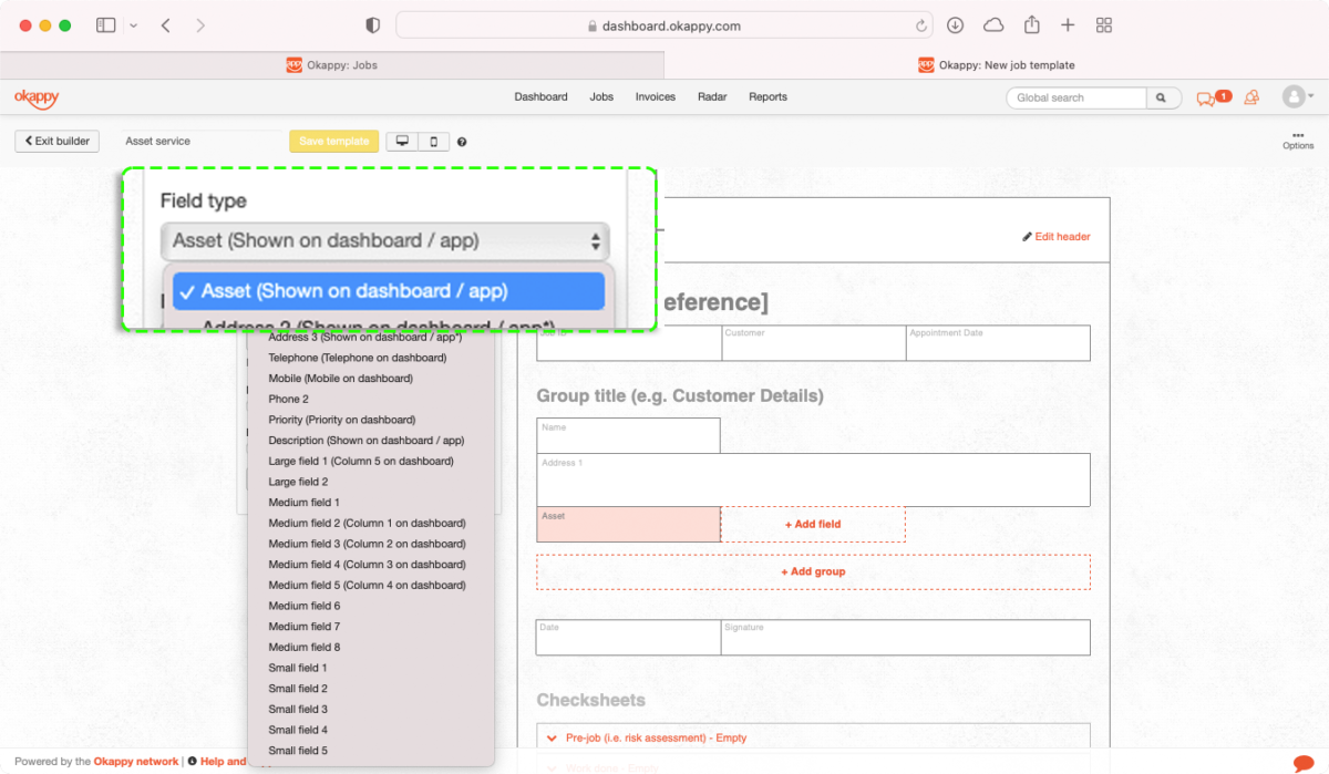Adding jobs for assets - Okappy